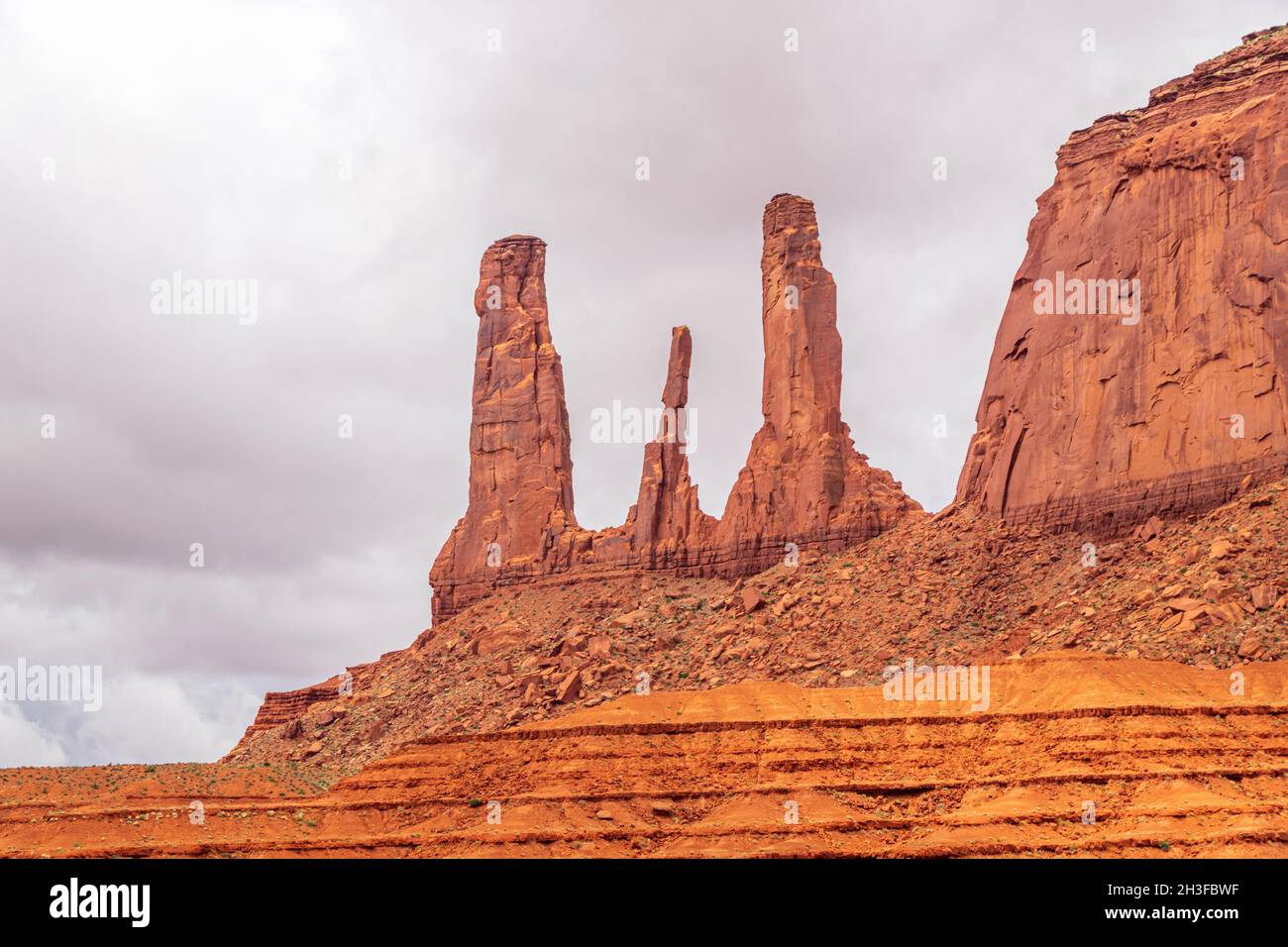 The Three Sisters rock formation, Monument Valley Navajo Tribal Park ...
