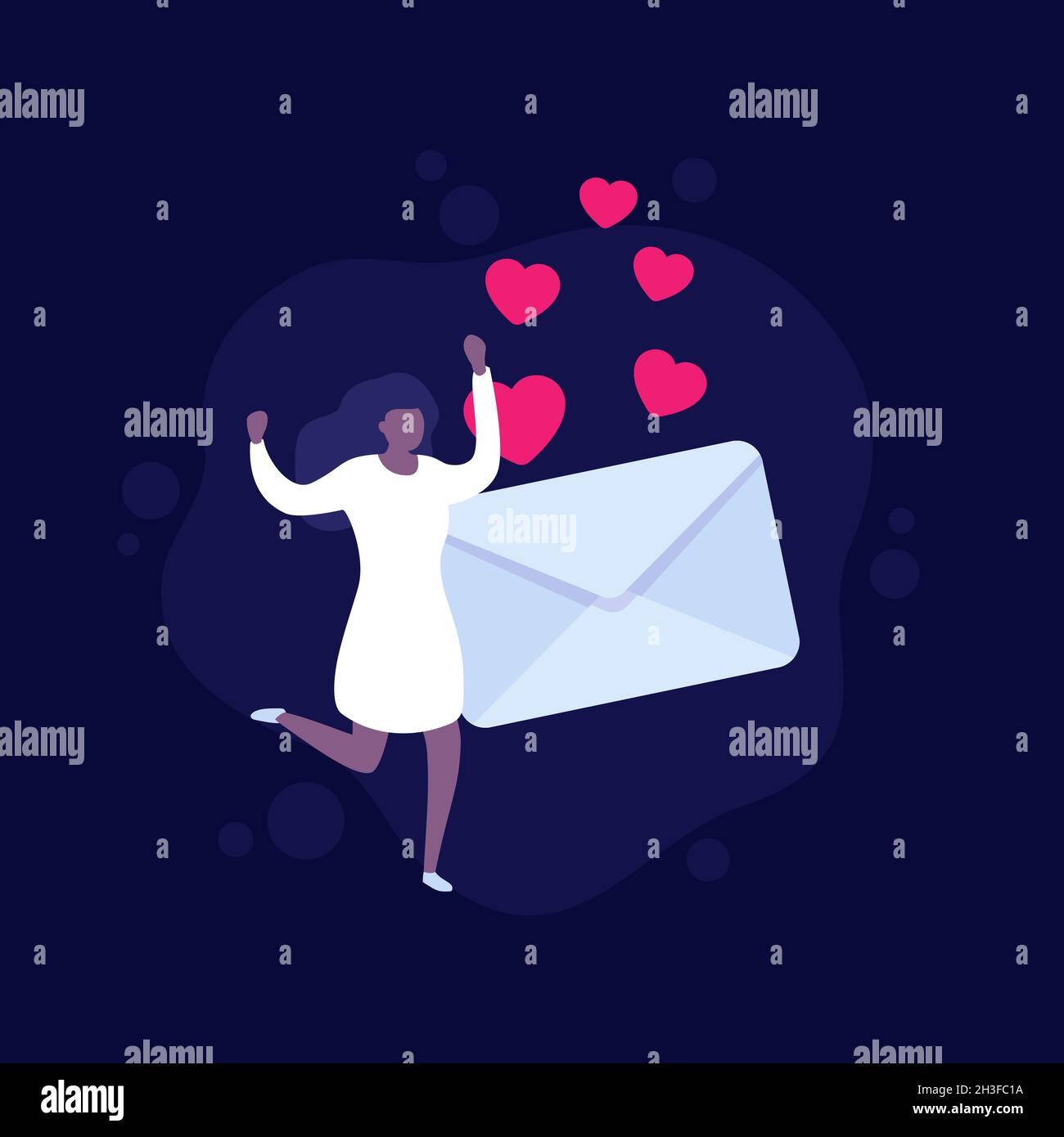 love letter, mail and happy girl, vector Stock Vector Image & Art - Alamy