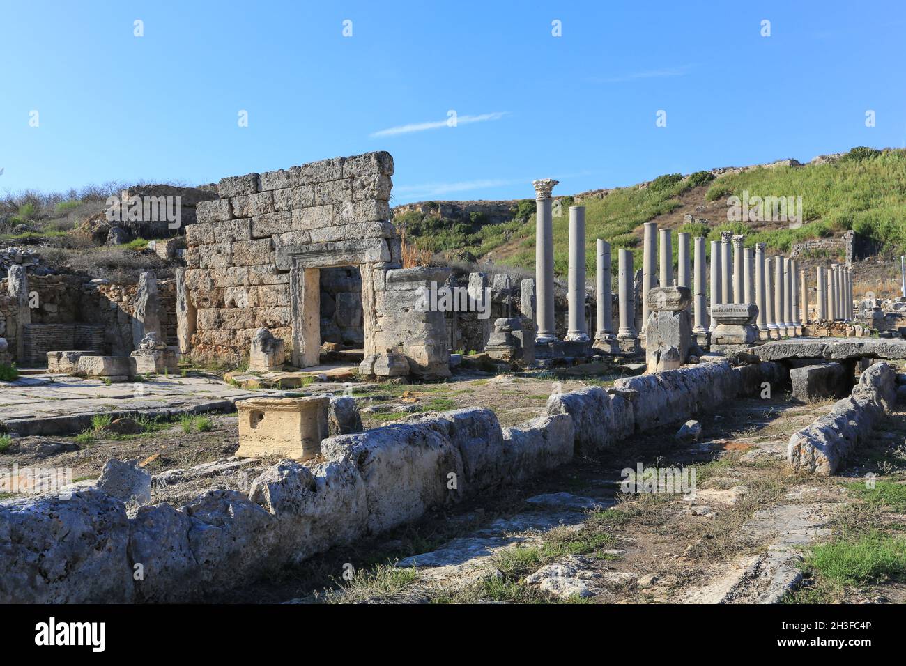 Water canal built during the Roman period at the ancient Greek city of ...