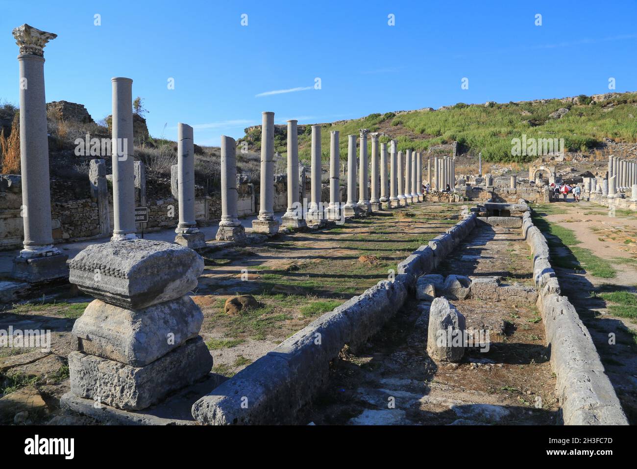 Looking north along the water canal, built during the Roman period, at ...
