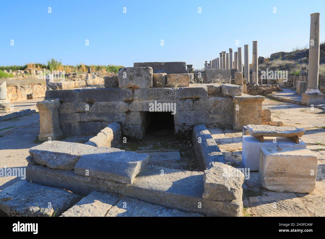Cover over the water canal, built during the Roman period, at the ...