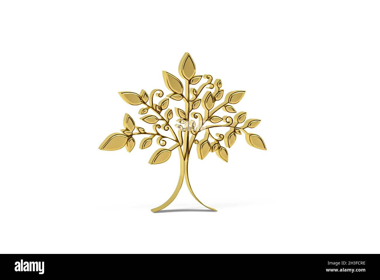 Golden 3d tree icon isolated on white background - 3d render Stock ...