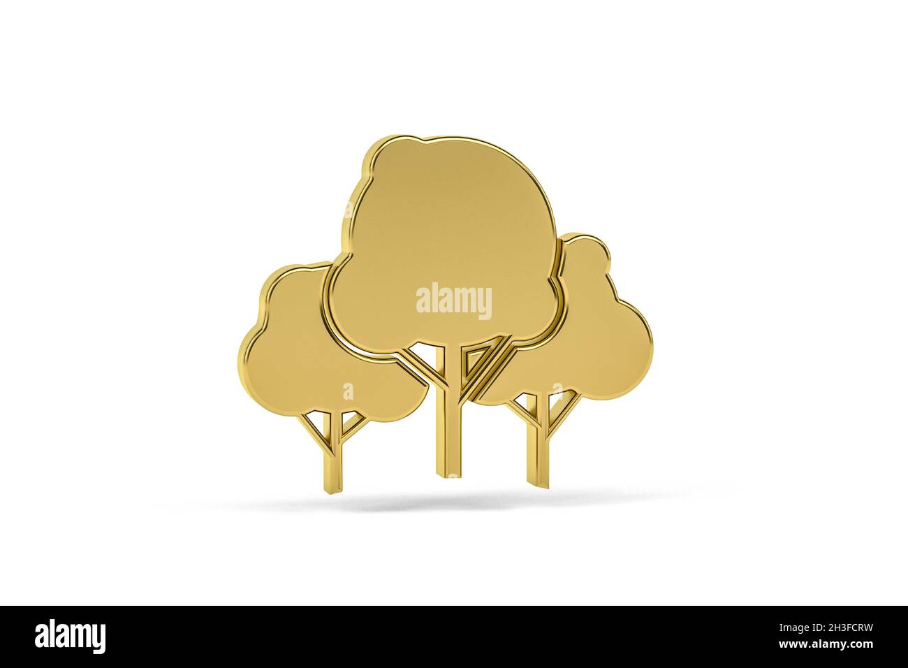 Golden 3d tree icon isolated on white background - 3d render Stock ...