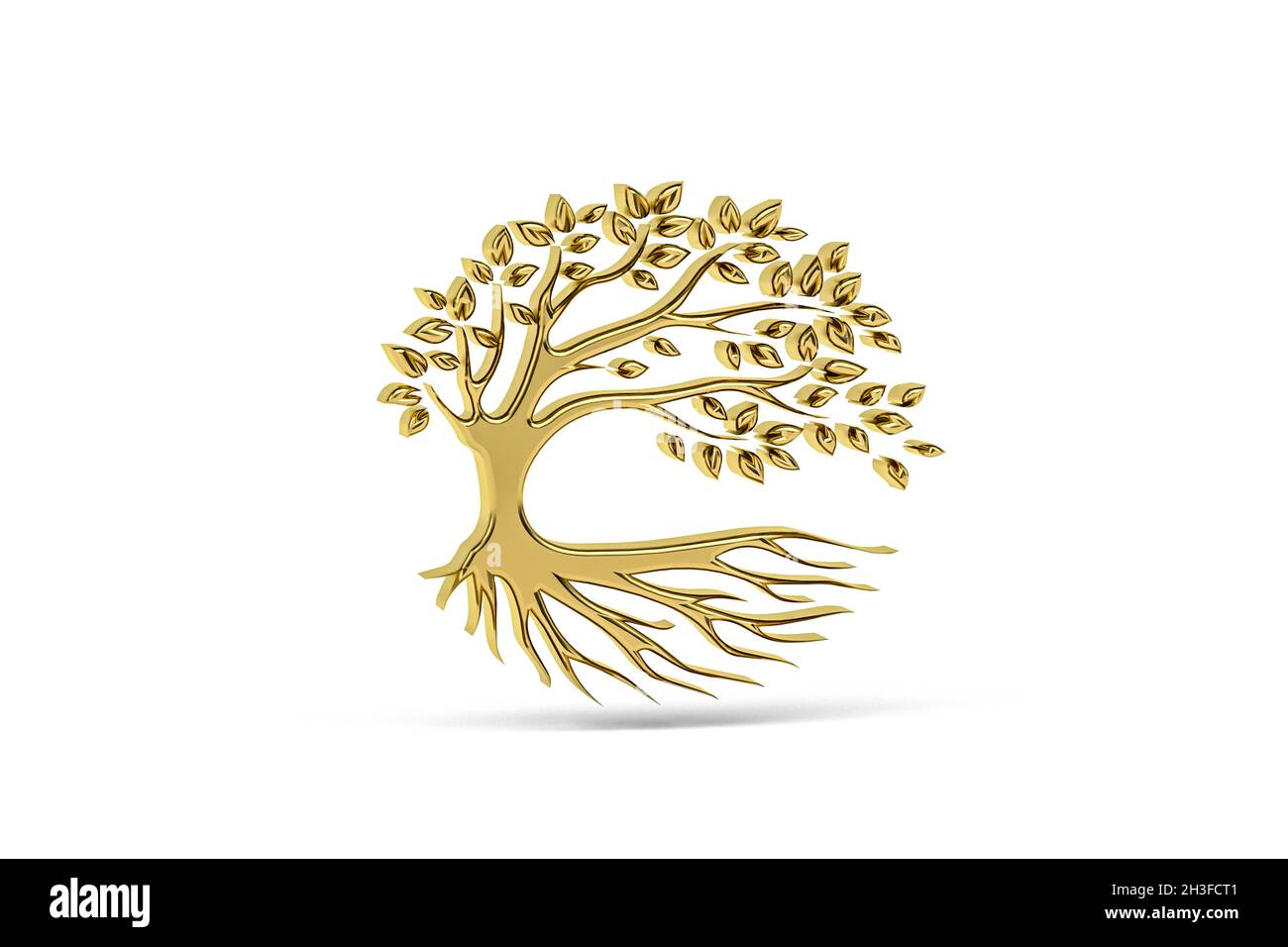 Golden 3d tree icon isolated on white background - 3d render Stock ...