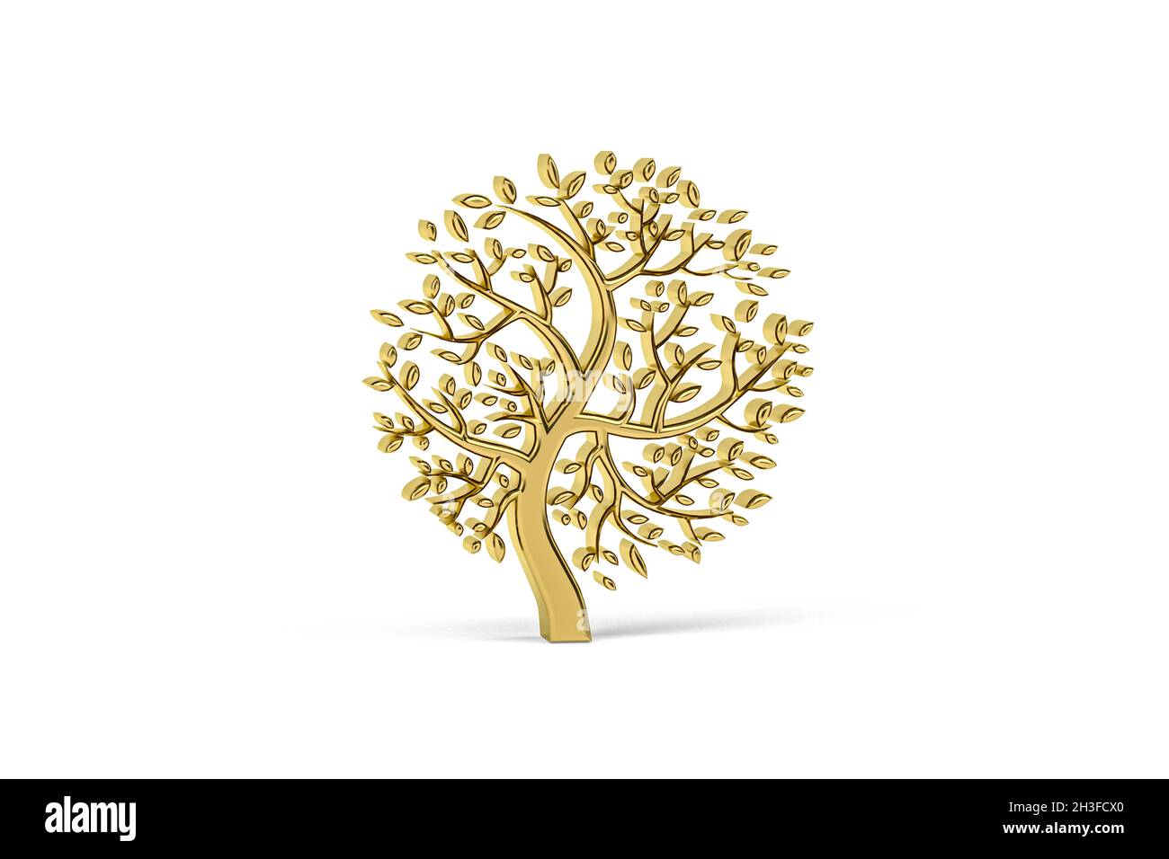 Golden 3d tree icon isolated on white background - 3d render Stock ...