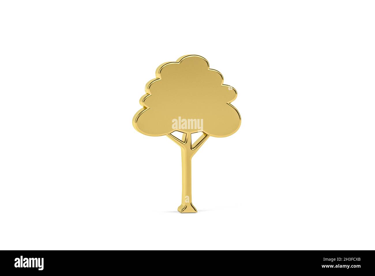 Golden 3d tree icon isolated on white background - 3d render Stock ...