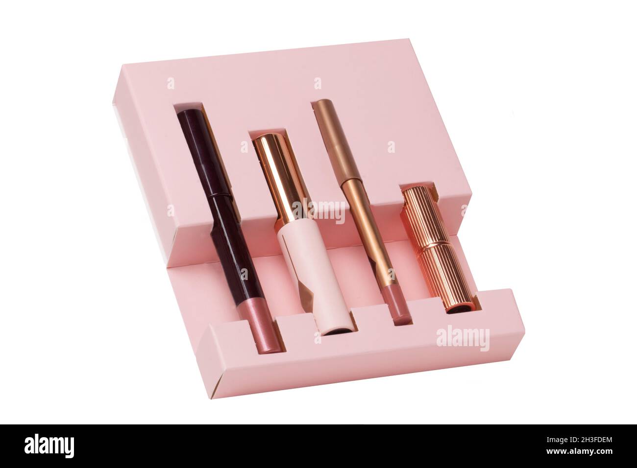 Cosmetic products. Close-up of various items of cosmetics without label ...