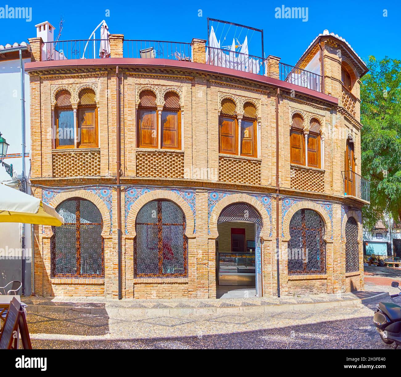 GRANADA, SPAIN - SEPTEMBER 27, 2019: The ornate Mudejar mansion with ...