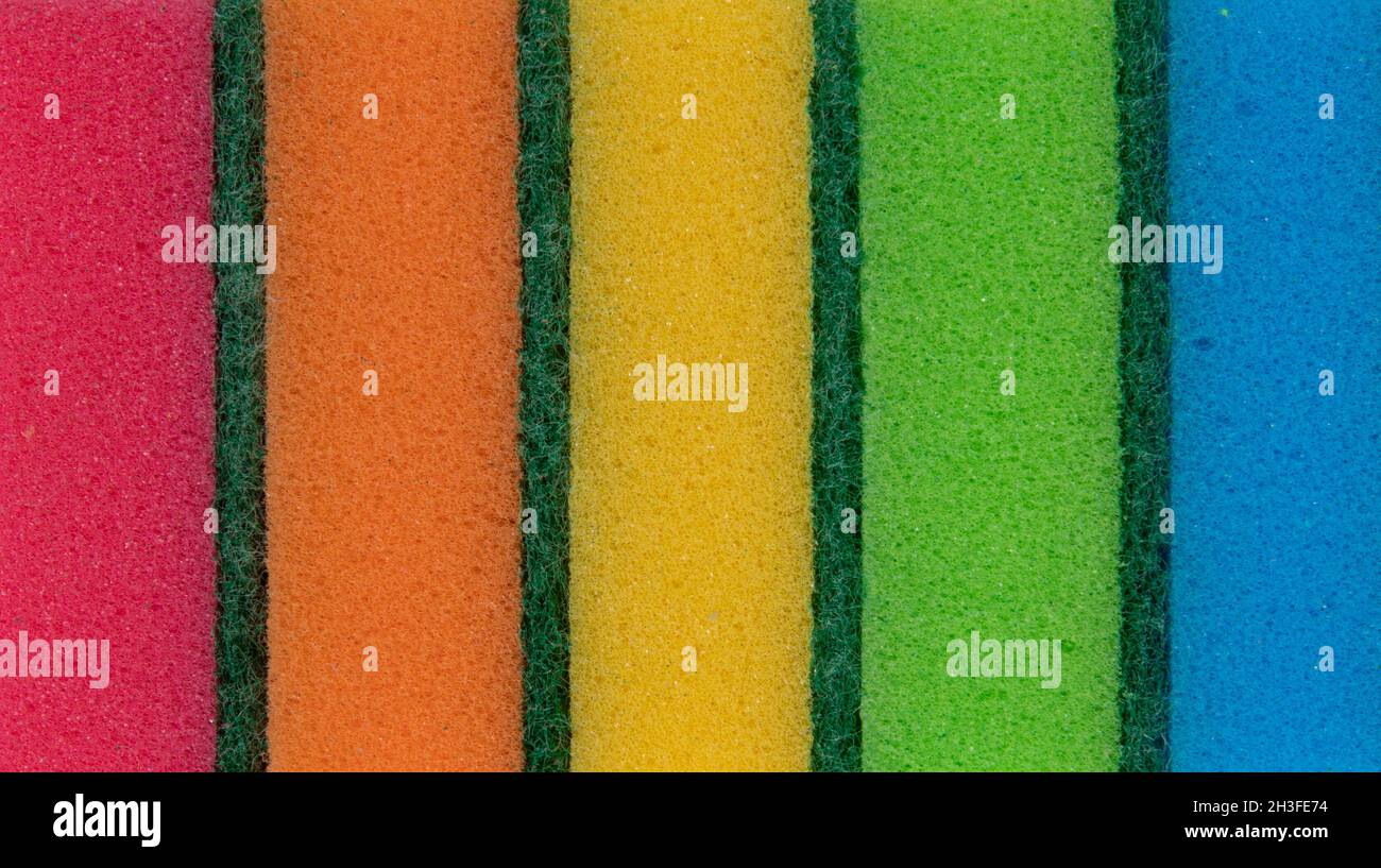 background of multi-colored sponges for cleaning the kitchen Stock ...