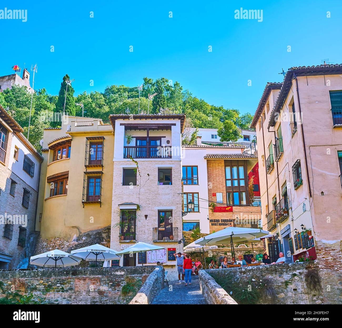GRANADA, SPAIN - SEPT 27, 2019: The old Puente Cabrera Bridge across ...