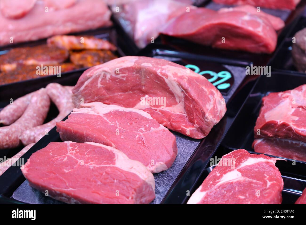 Variety of fine meat products in the butchery Stock Photo - Alamy