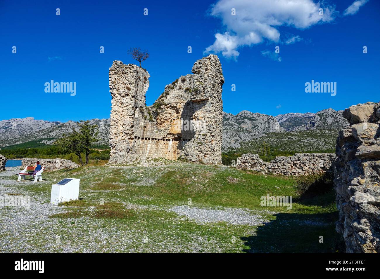 The remains of the ancient castle of Vecka kula, Starigrad Paklenica ...