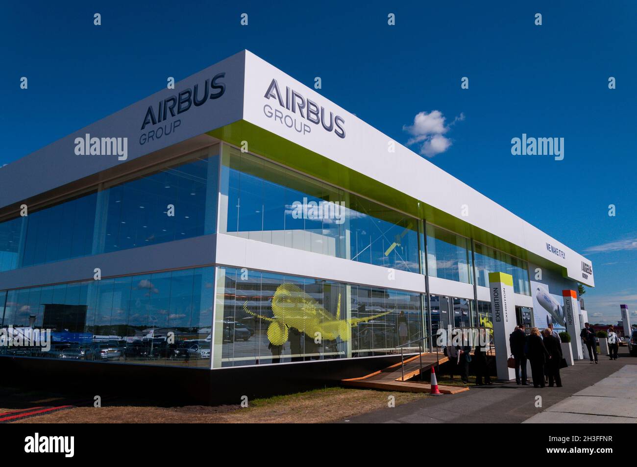 Airbus Group chalet at Farnborough International Airshow 2014 with ...