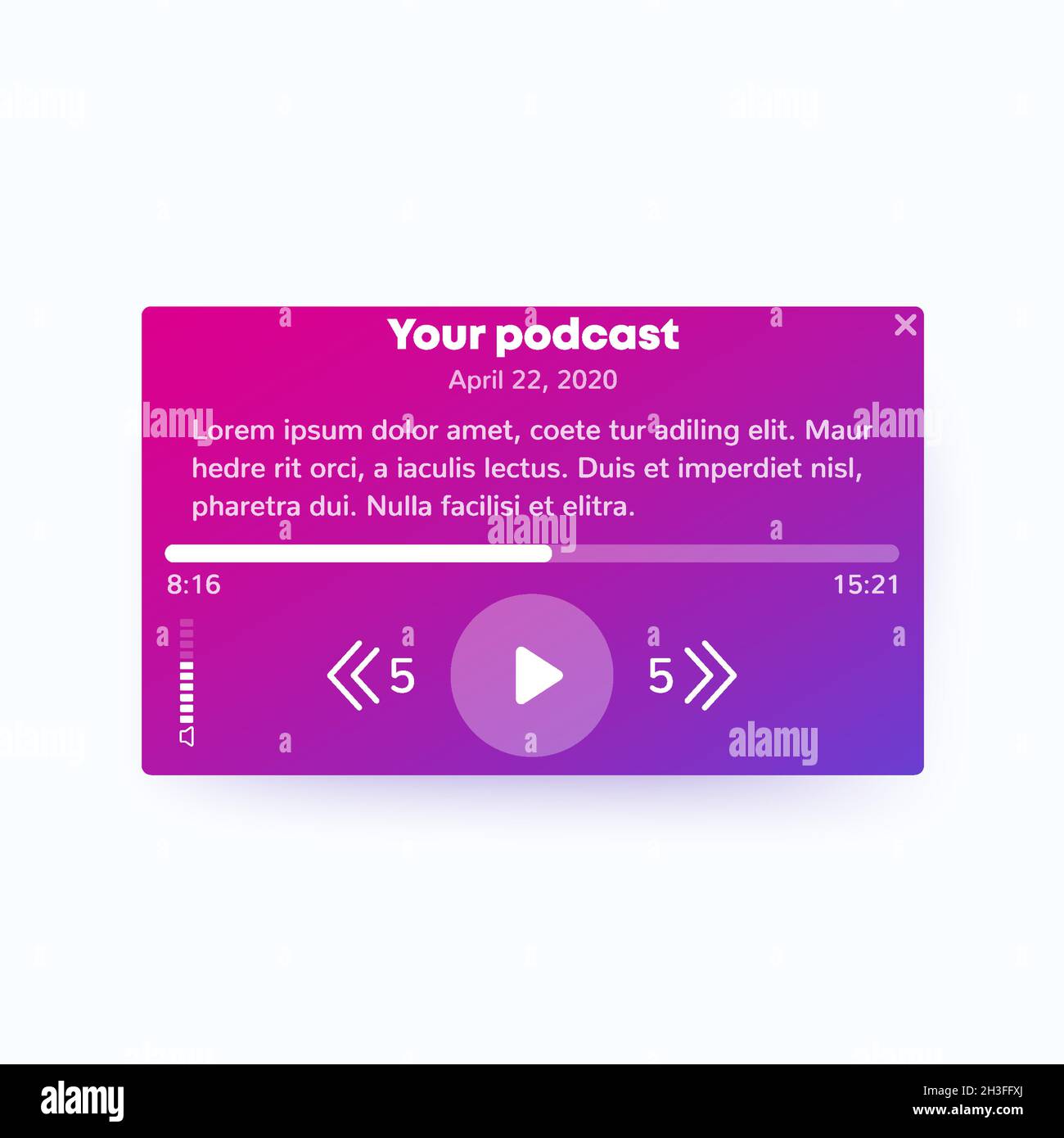 Podcast player design, vector interface Stock Vector Image & Art - Alamy