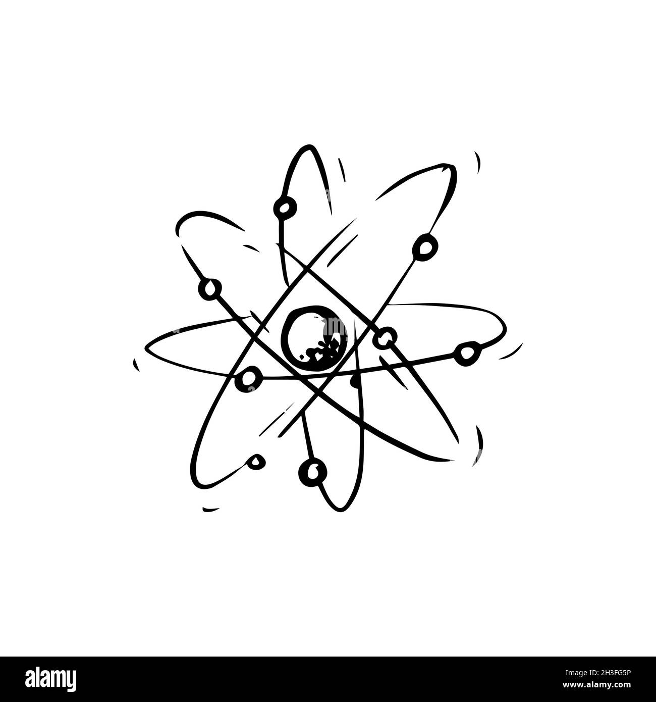 Atom surrounded by electrons. Nuclear power. Structure model sketch ...