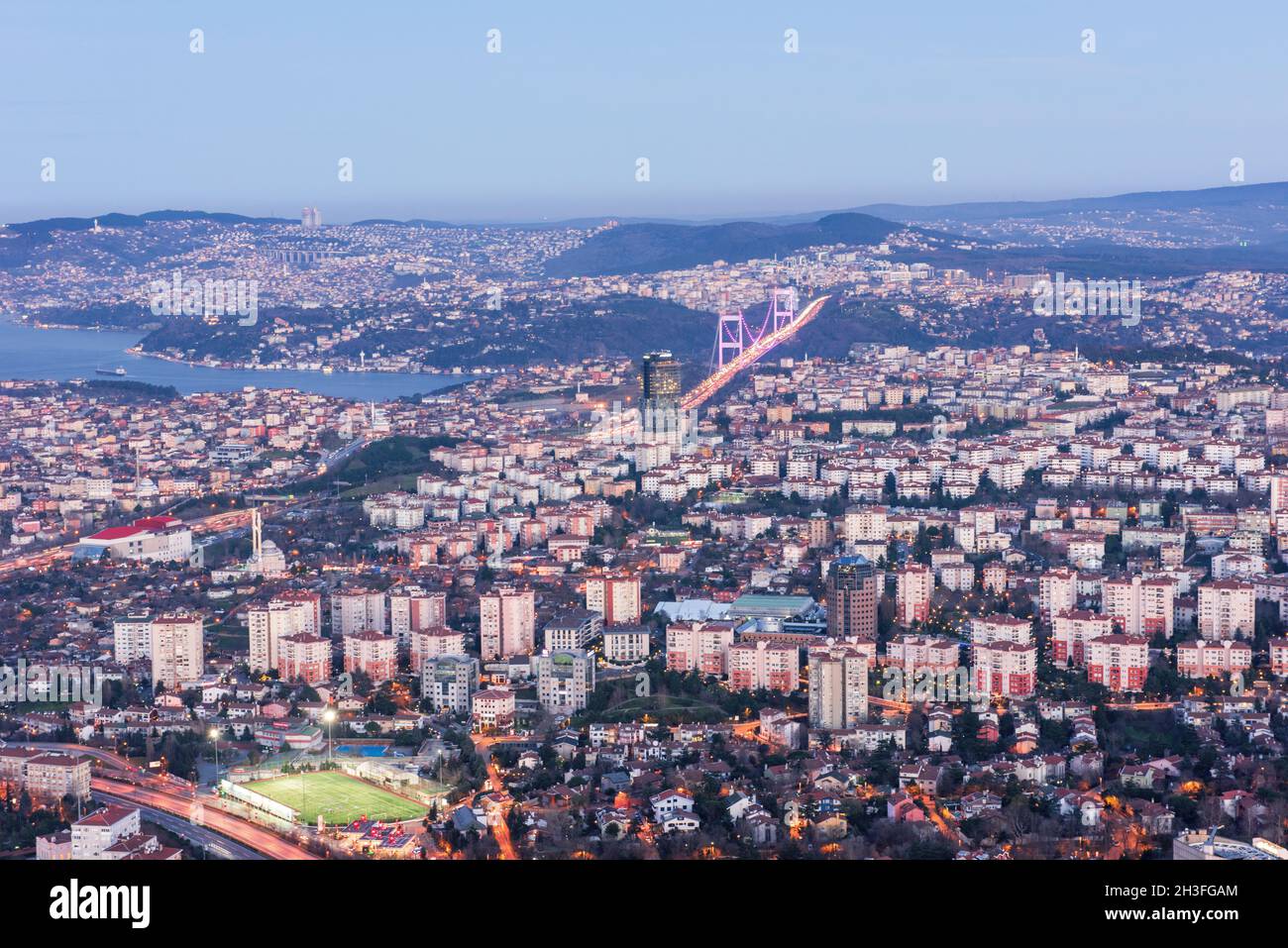 Istanbul, Turkey. Aerial view of the city downtown and skyscrapers ...