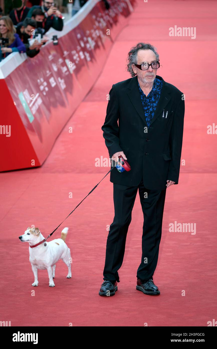 Rome, Italy - October 23, 2021: American director Tim Burton walks with ...