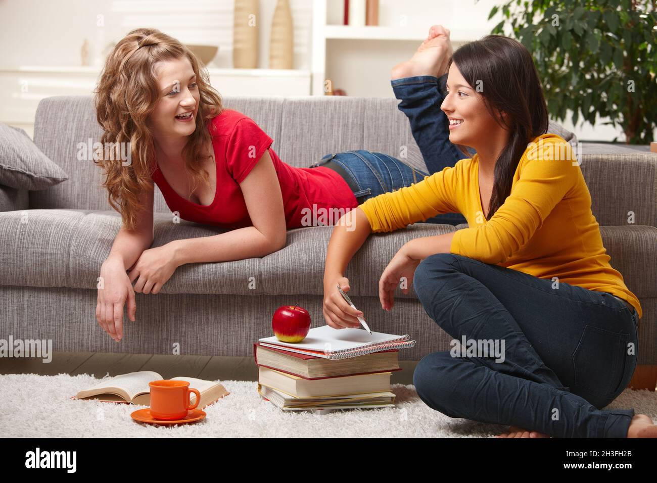 Highscool students learning at home Stock Photo - Alamy