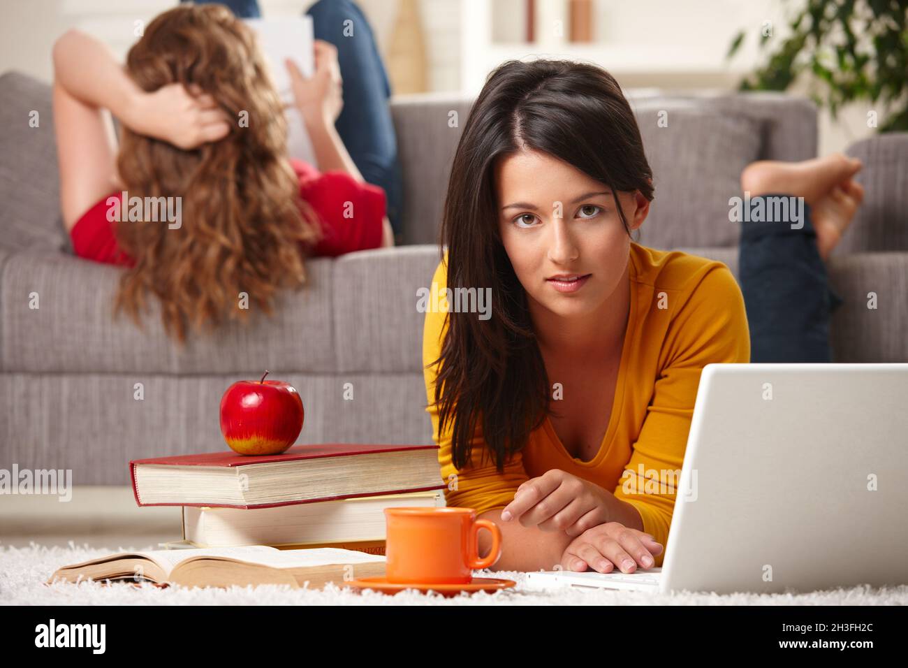Teenagers learning at home Stock Photo - Alamy