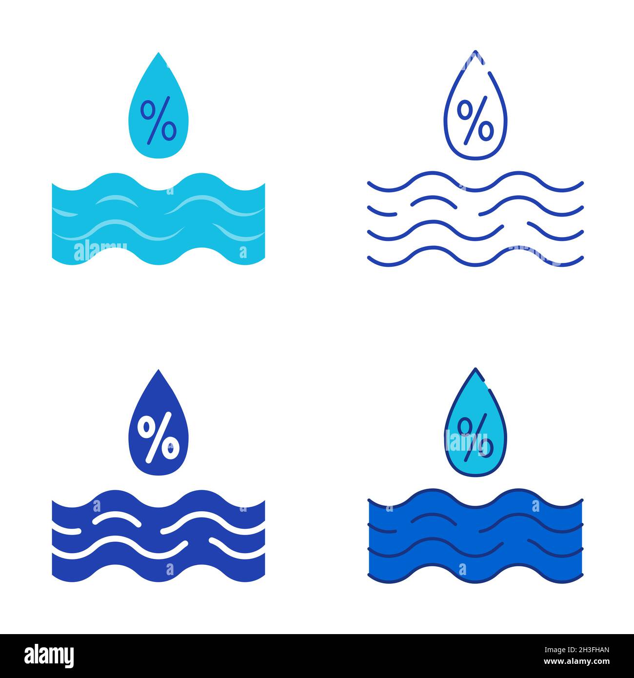 Relative humidity icon set in flat and line style. Vector illustration ...