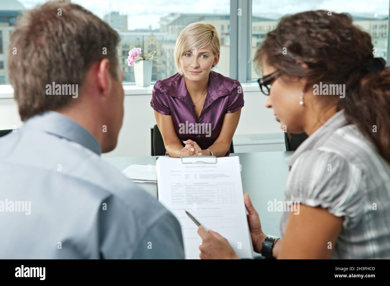 Applicant during job interview Stock Photo - Alamy