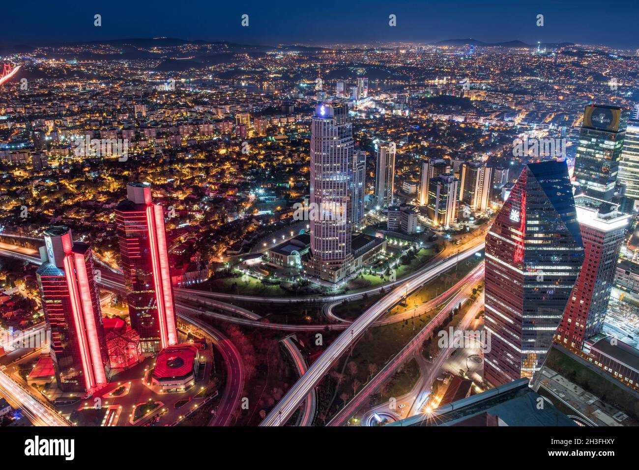 Aerial view of the city downtown and skyscrapers. Skyscrapers and ...
