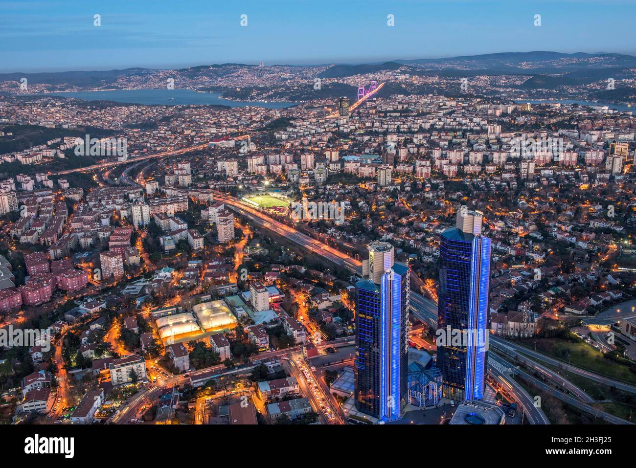 Aerial view of the city downtown and skyscrapers. Skyscrapers and ...