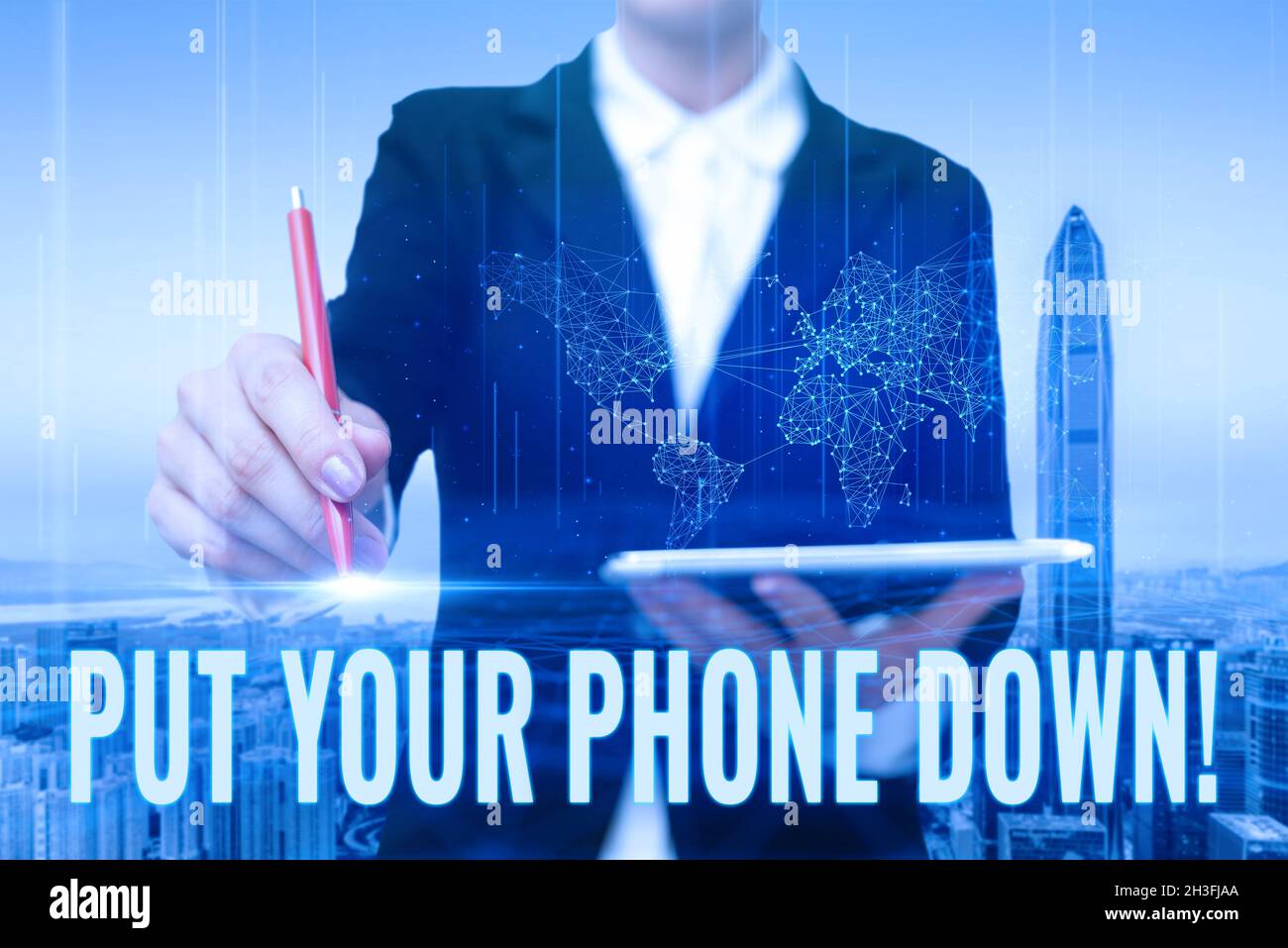 Handwriting text Put Your Phone Down. Business concept end telephone ...