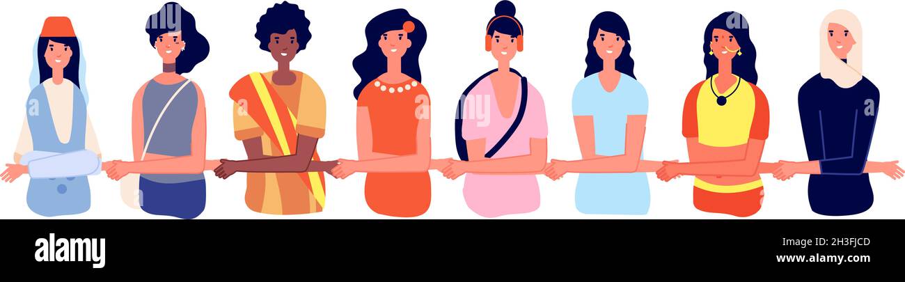 Diverse women together. Woman group, beautiful girl activity. Power and ...