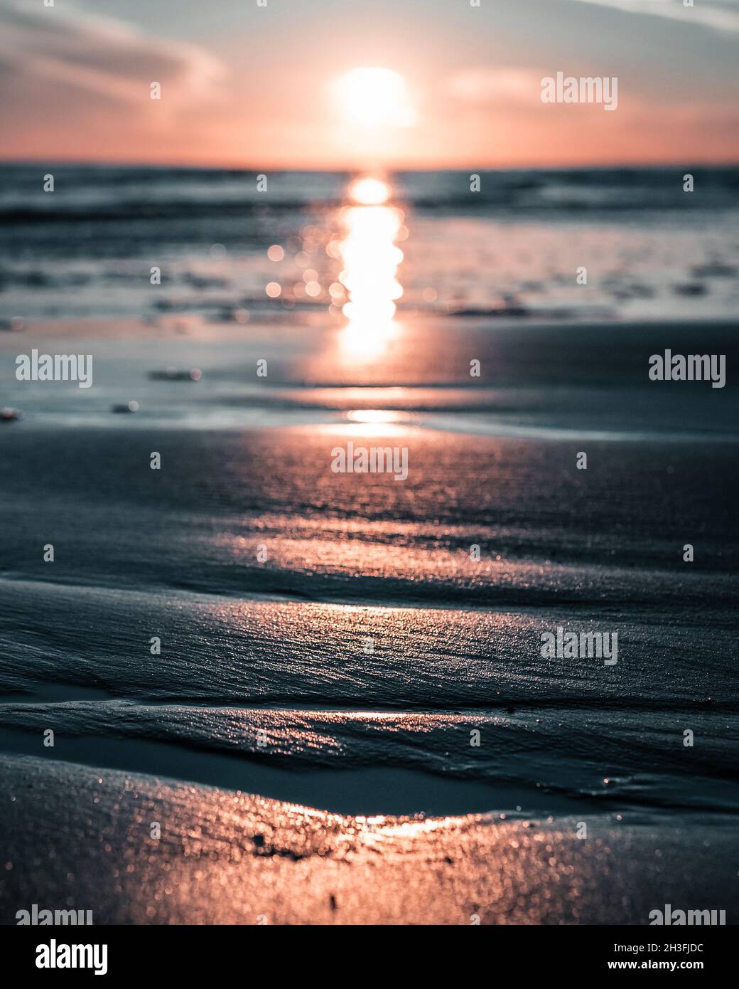 Amazing sunset in Italy, Bibione, at the sea with amazing light and ...