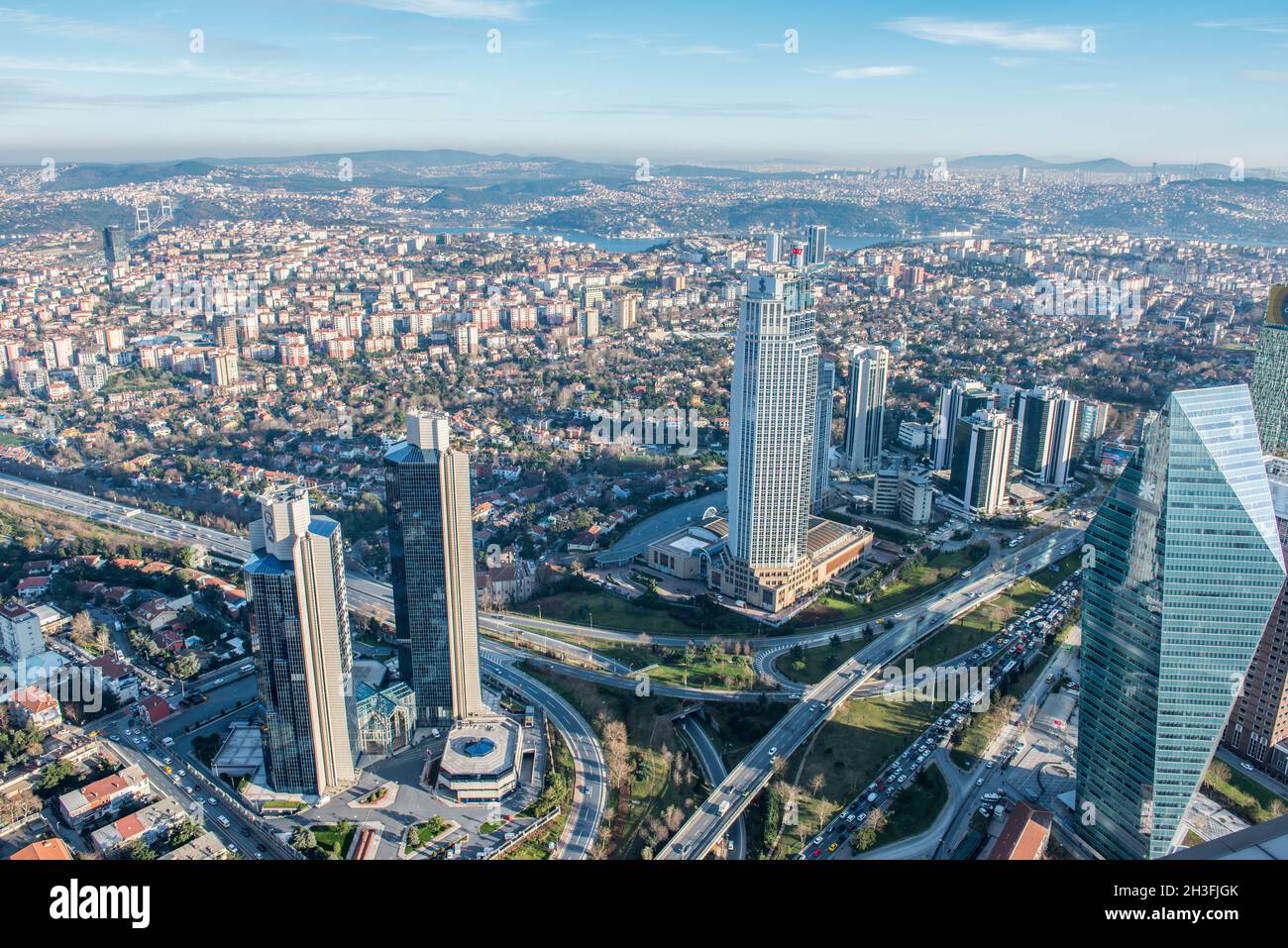 Aerial view of the city downtown and skyscrapers. Skyscrapers and ...