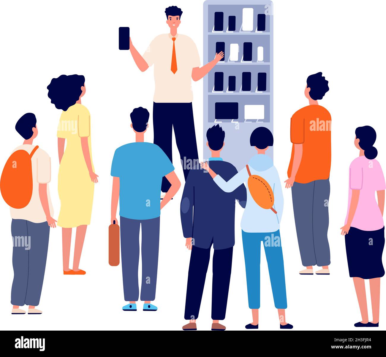 Promotion man. Promotional marketing, seller speaking with people. Guy ...