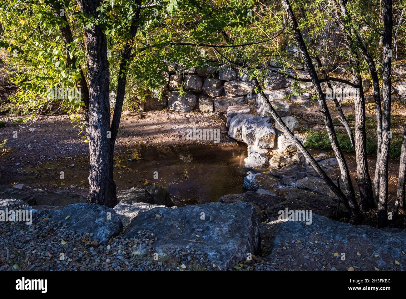 Trees rocks intense blue hi-res stock photography and images - Alamy
