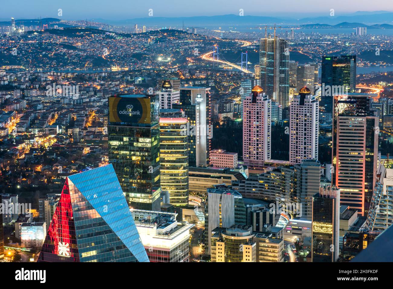 Aerial view of the city downtown and skyscrapers. Skyscrapers and ...