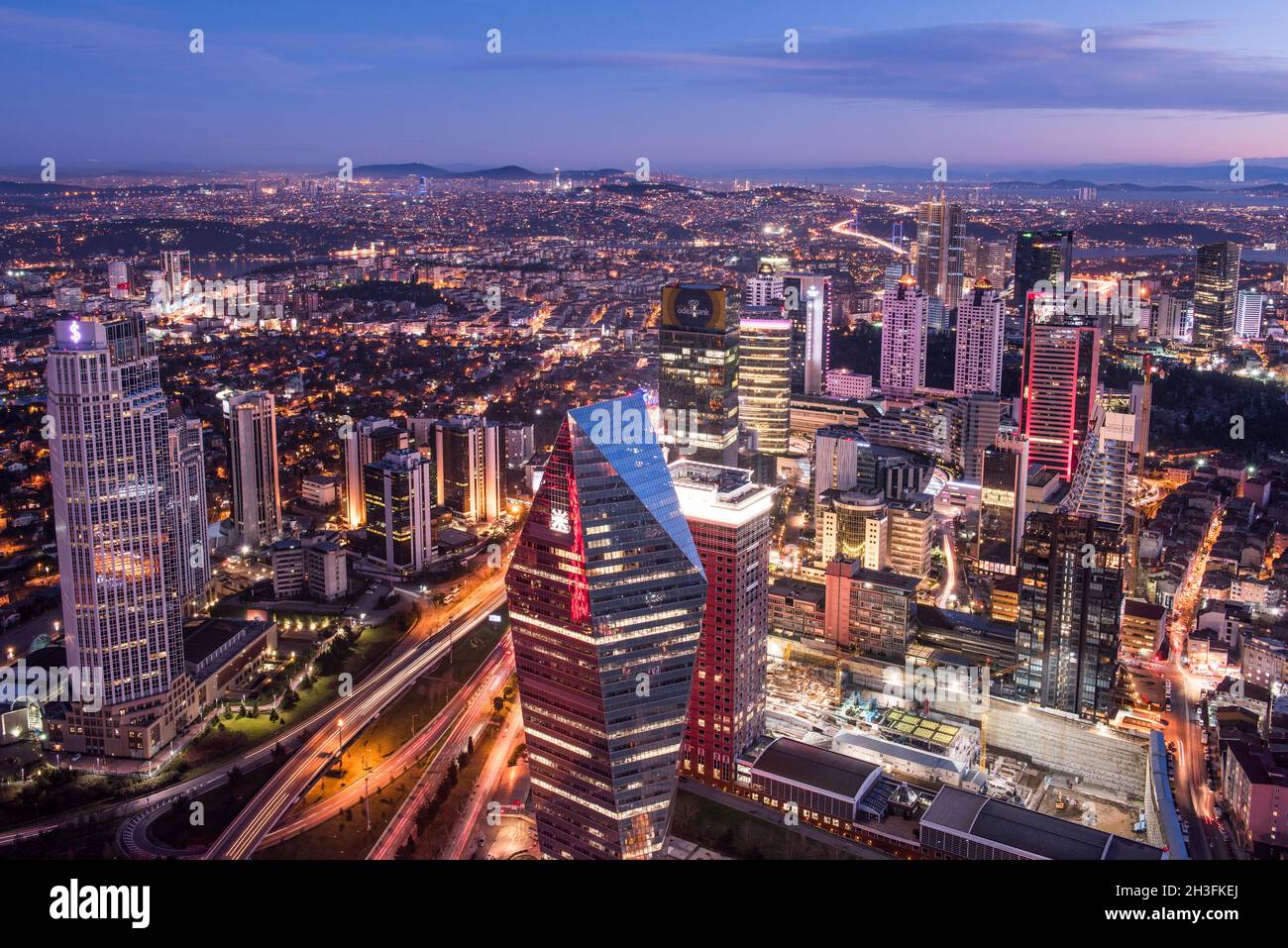 Aerial view of the city downtown and skyscrapers. Skyscrapers and ...