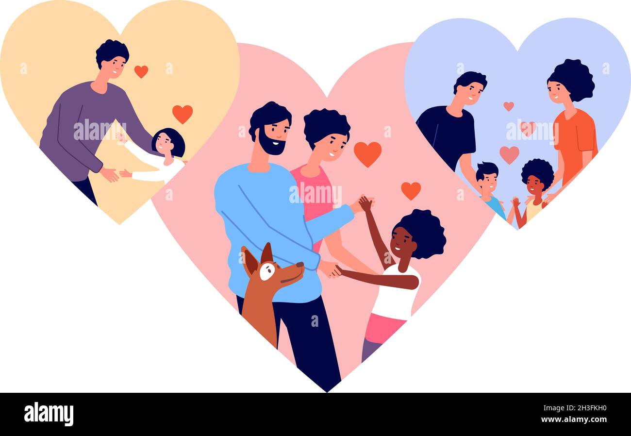 Adoption concept. Pet and child adopted, relationship adult and ...