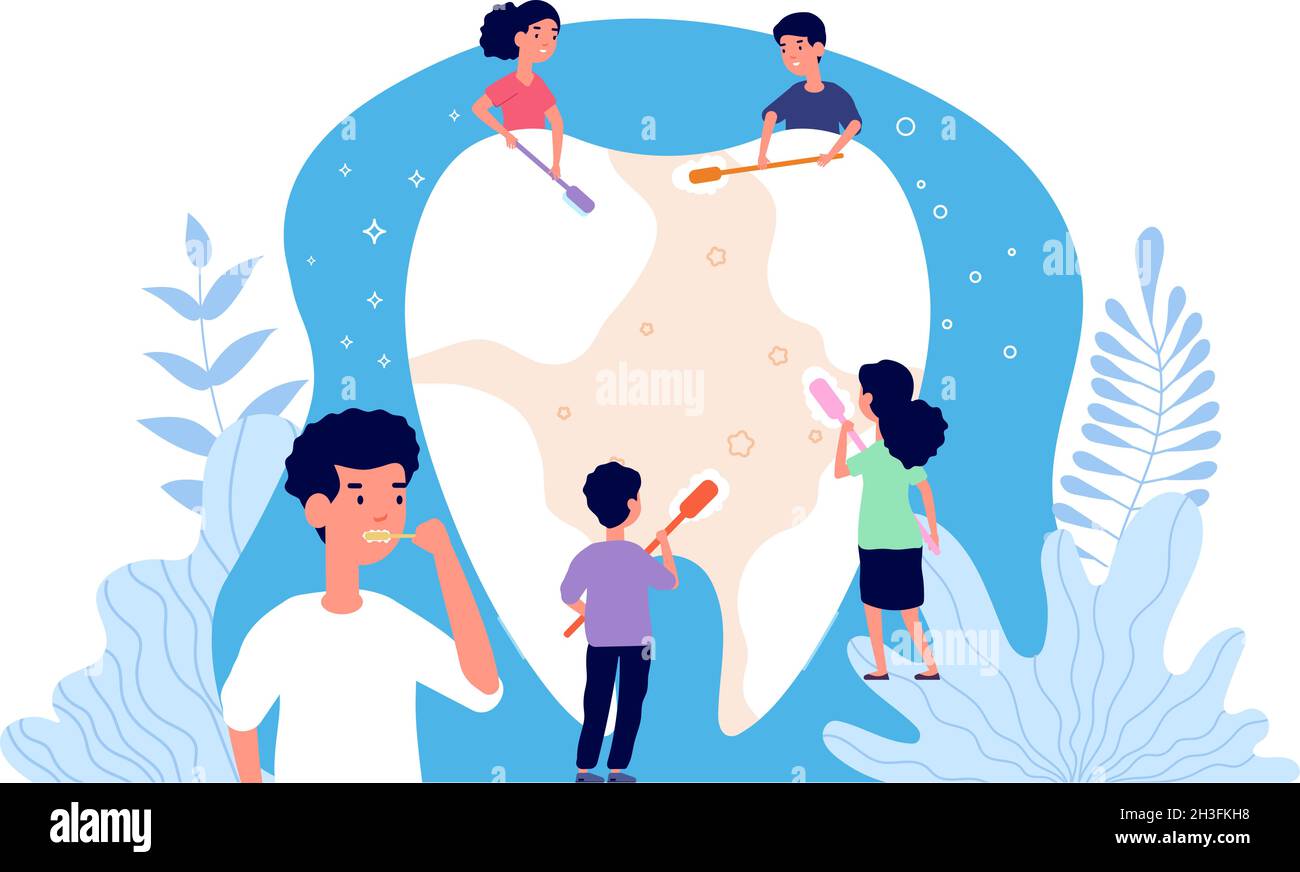 Children teeth care. Kids brushing tooth, little dentists hygiene ...