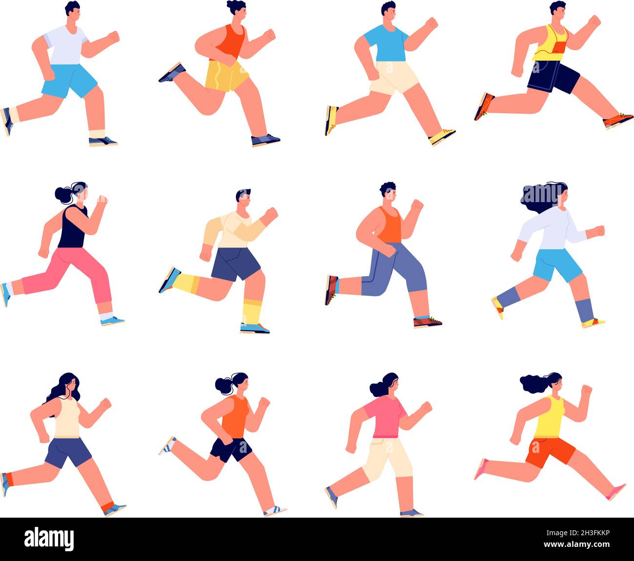 Running athletes characters. Profile jogger, athlete man jogging ...