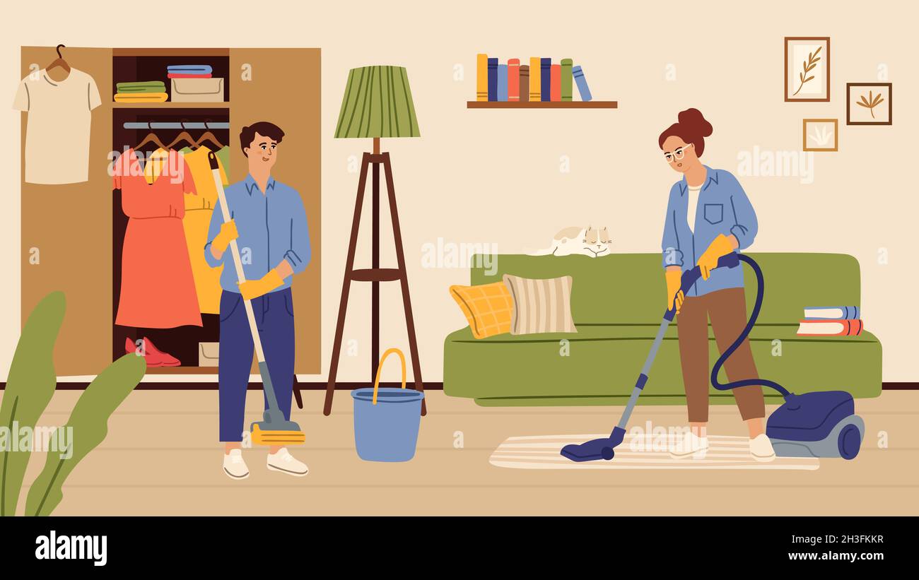 House cleaning cartoon hi-res stock photography and images - Alamy