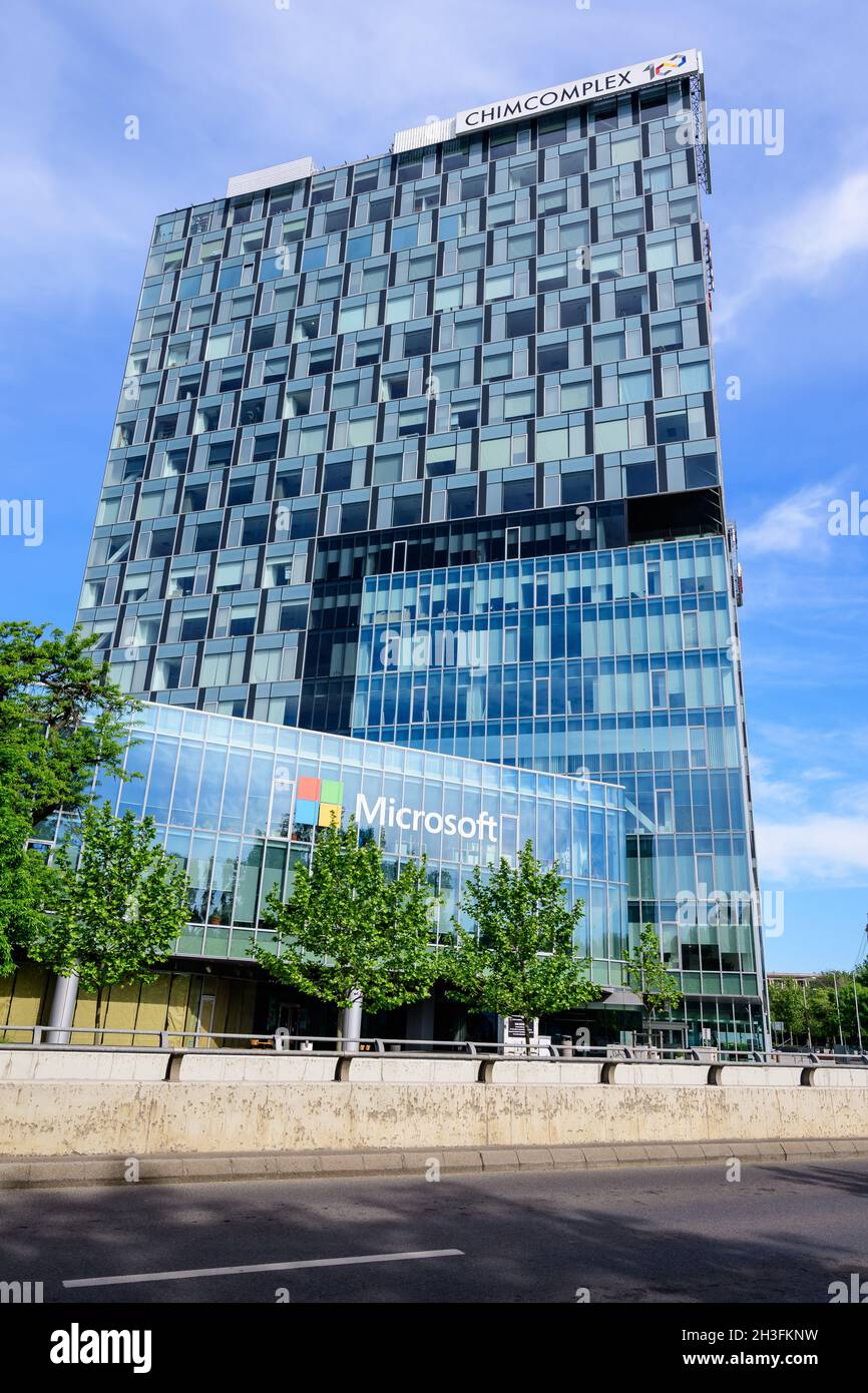 Bucharest, Romania - 15 May 2021: South Tower of the City Gate Towers ...