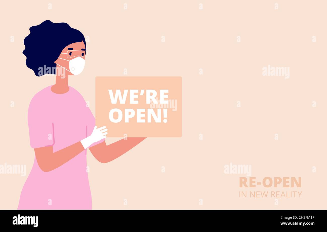 We are open. Shopping store opening, new normal or business reopen ...