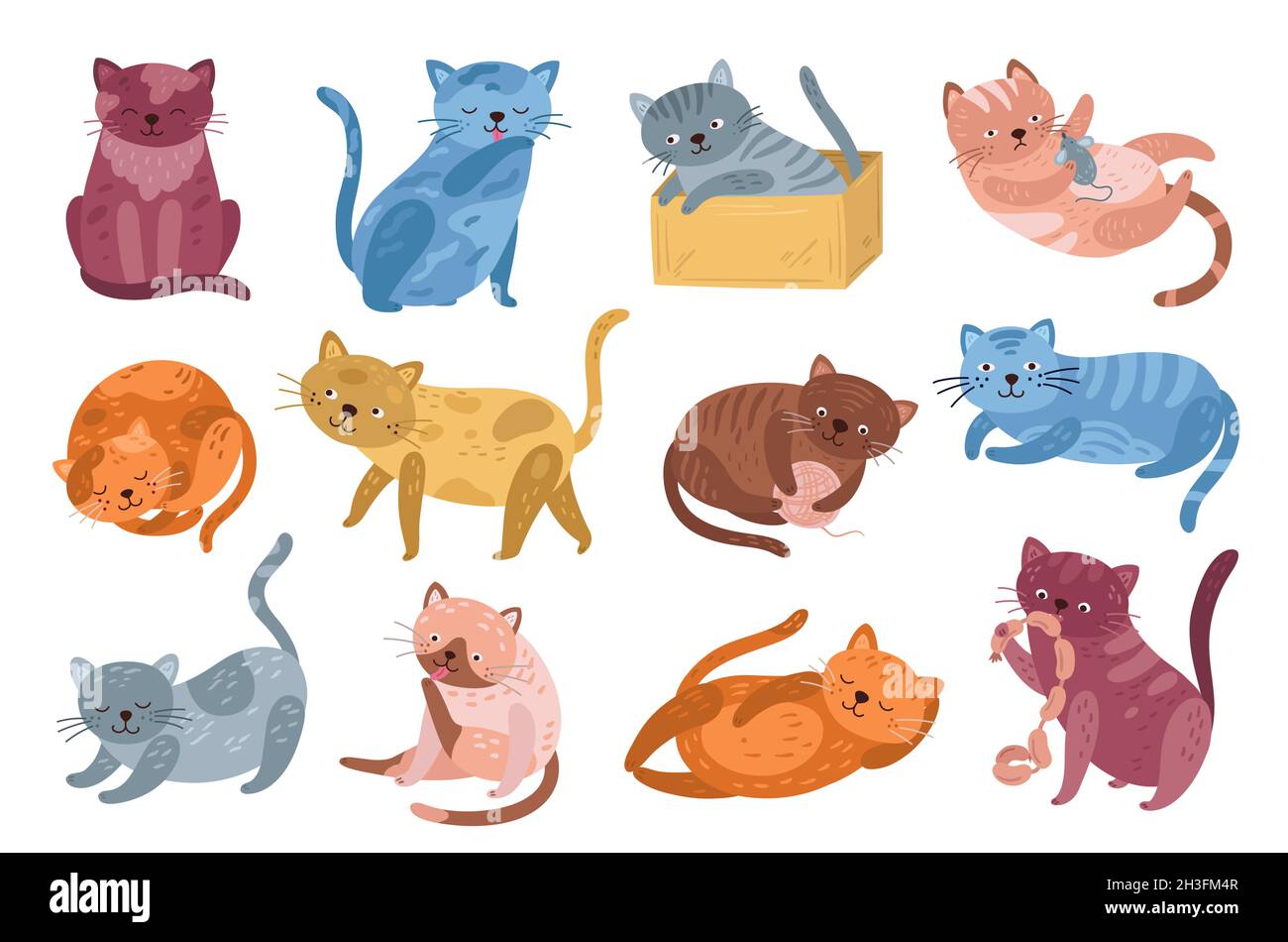 Cute kitten. Jumping cat, isolated kittens characters design. Cartoon ...