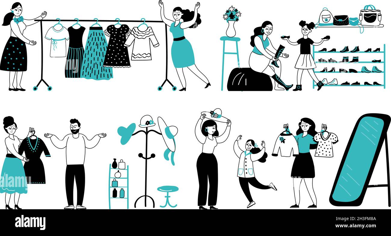 Woman in clothes shop Cut Out Stock Images & Pictures - Alamy