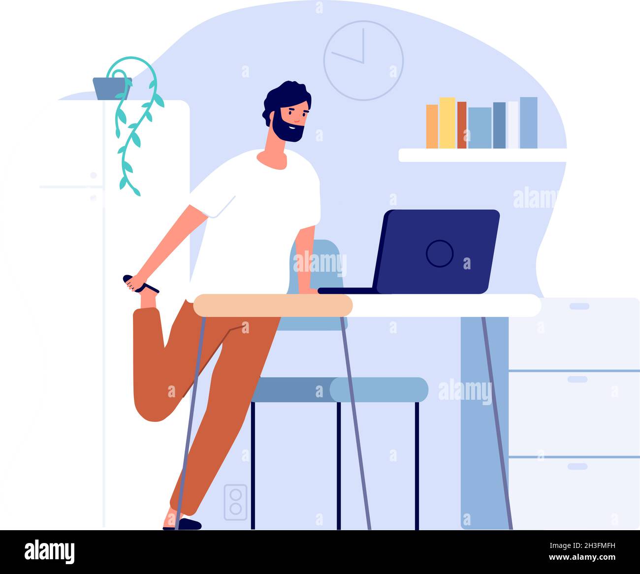 Guy doing fitness workout exercises Stock Vector Images - Alamy