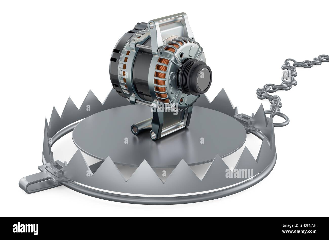 Bear trap with starter, 3D rendering isolated on white background Stock ...