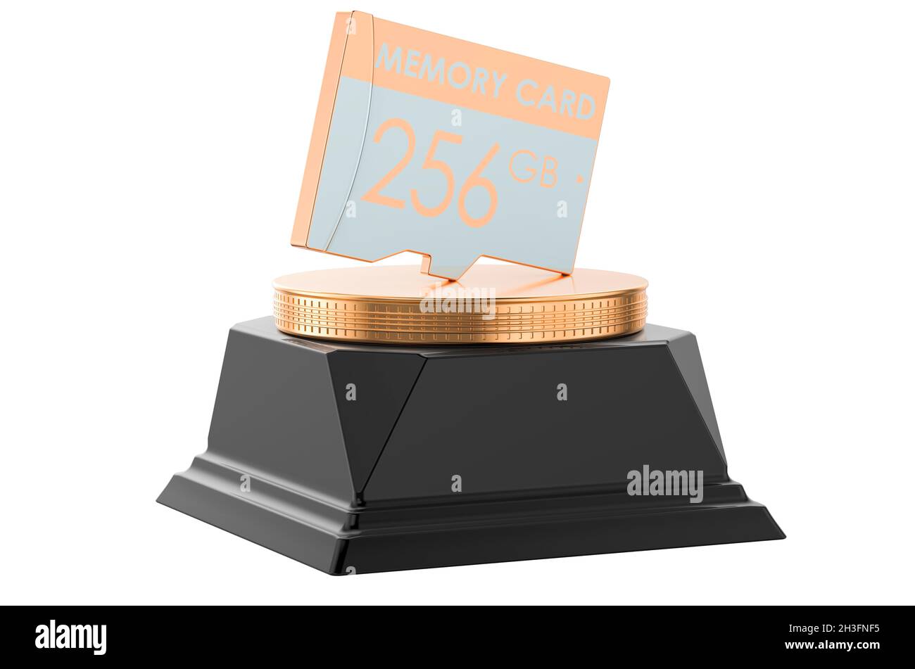 Memory card golden award concept. 3D rendering isolated on white ...