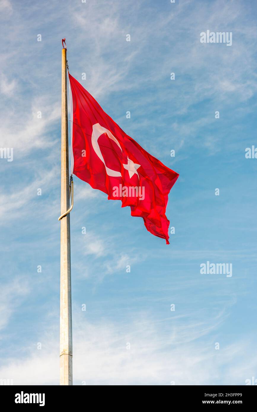 Large turkish flag turkey waving hi-res stock photography and images ...