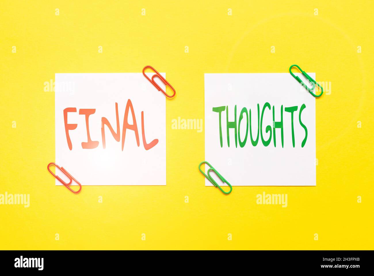 Hand writing sign Final Thoughts. Word for the conclusion or last few ...