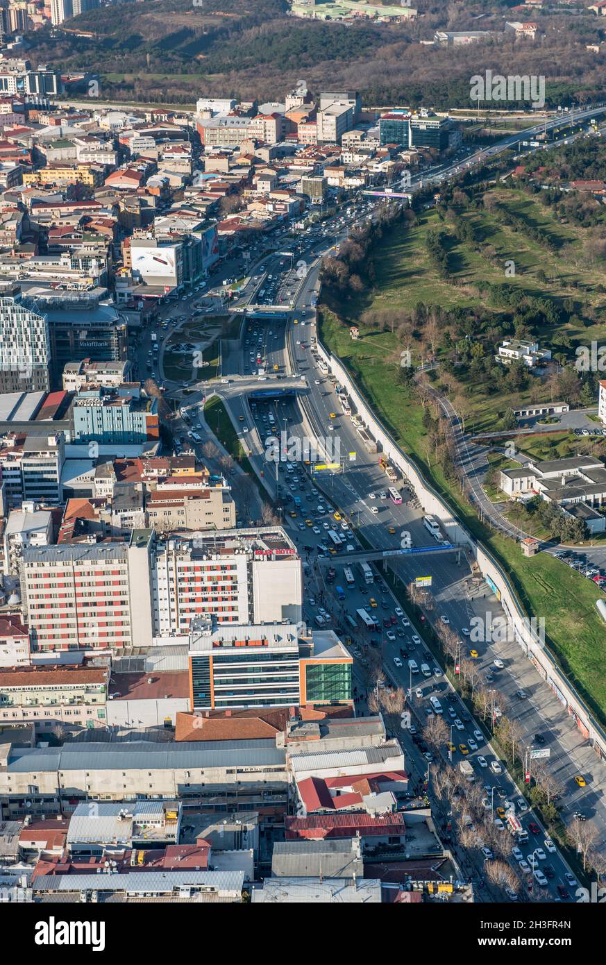 Aerial view of the city downtown and skyscrapers. Skyscrapers and ...