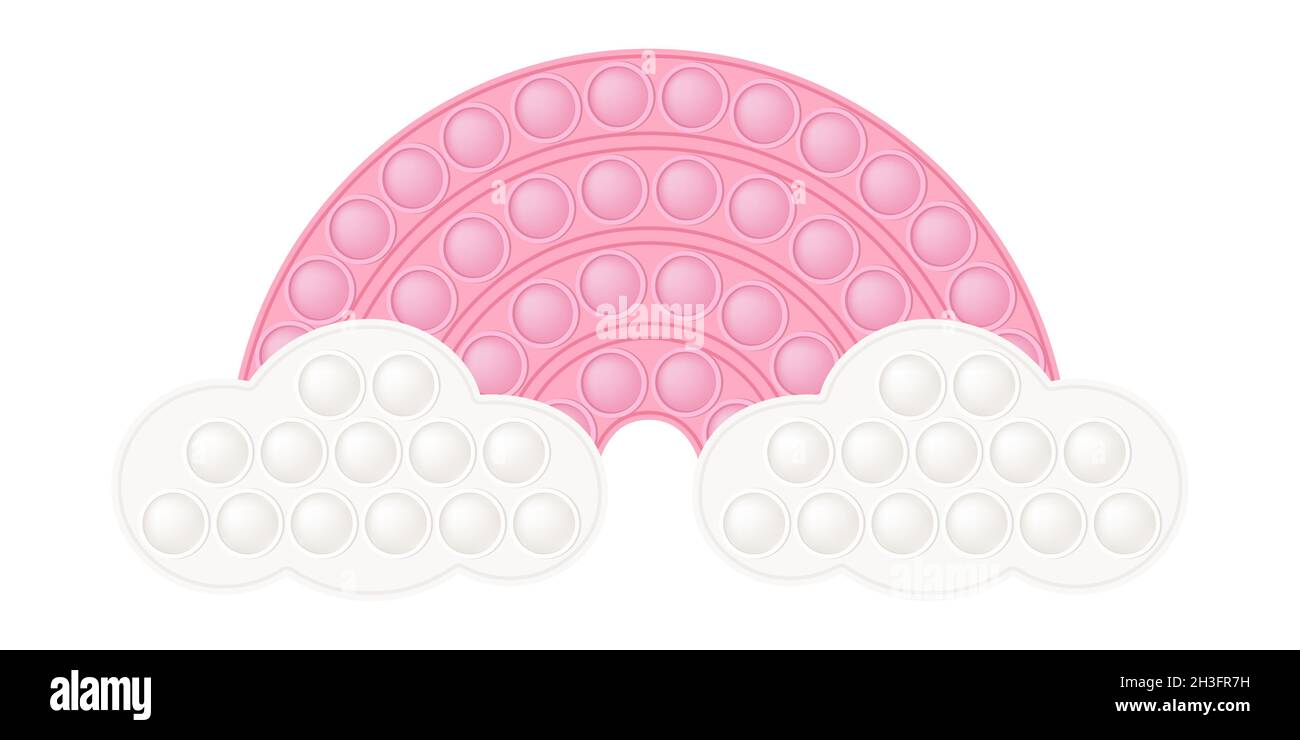 Popit pink rainbow on the clouds as a fashionable silicon fidget toys ...